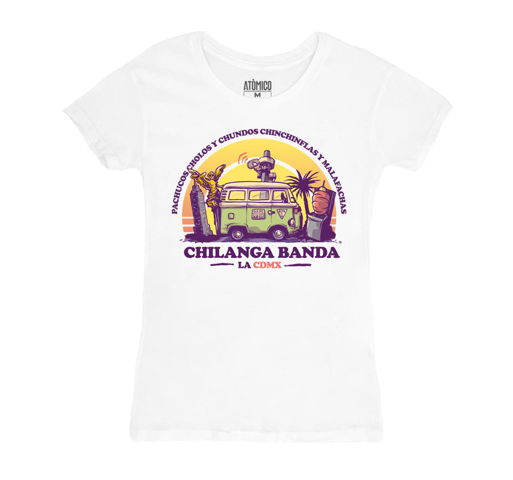Chilanga Banda Blanco - Playera DAMA Chilango – Atómico